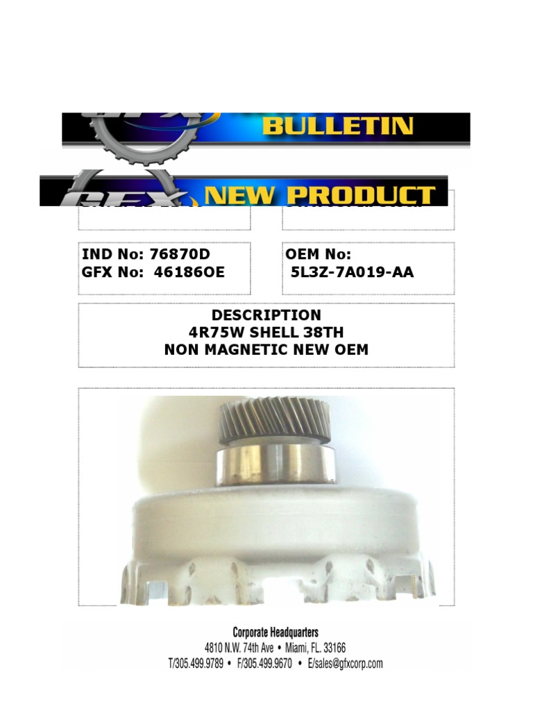 4R75W Transmission Shell 38th Non Magnetic New OEM | PDF