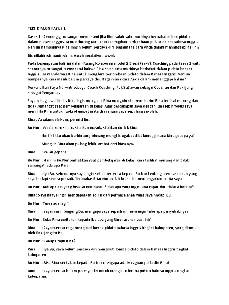 Teks Dialog Kasus 1 | PDF