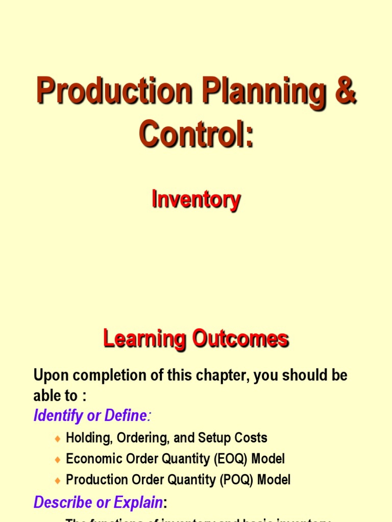 Production Planning & Control:: Inventory | PDF | Inventory | Business