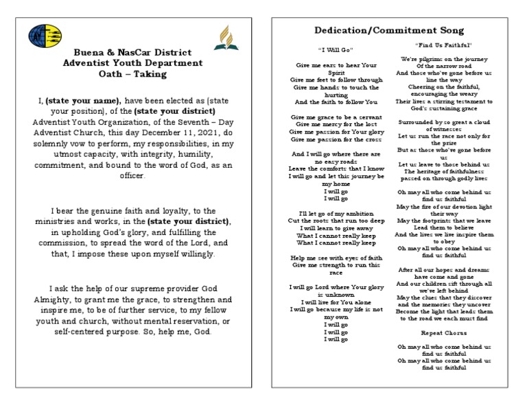 Oath-Taking Statement & Dedication Songs | PDF | Abrahamic Religions ...