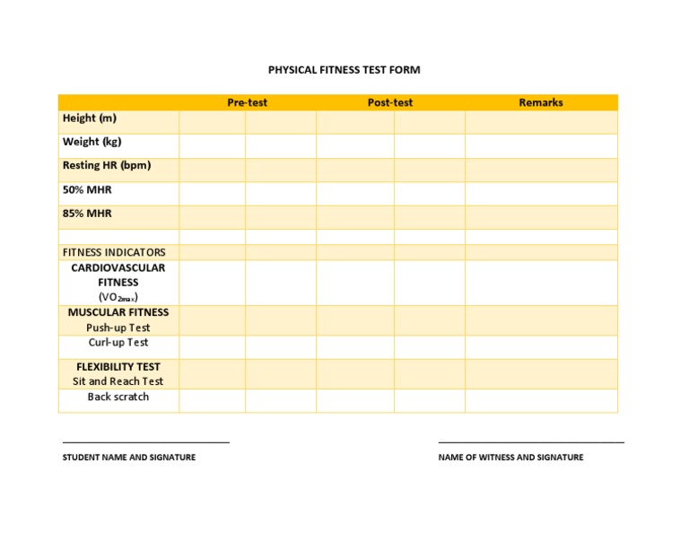 Physical Fitness Tests Form | PDF | Technology & Engineering