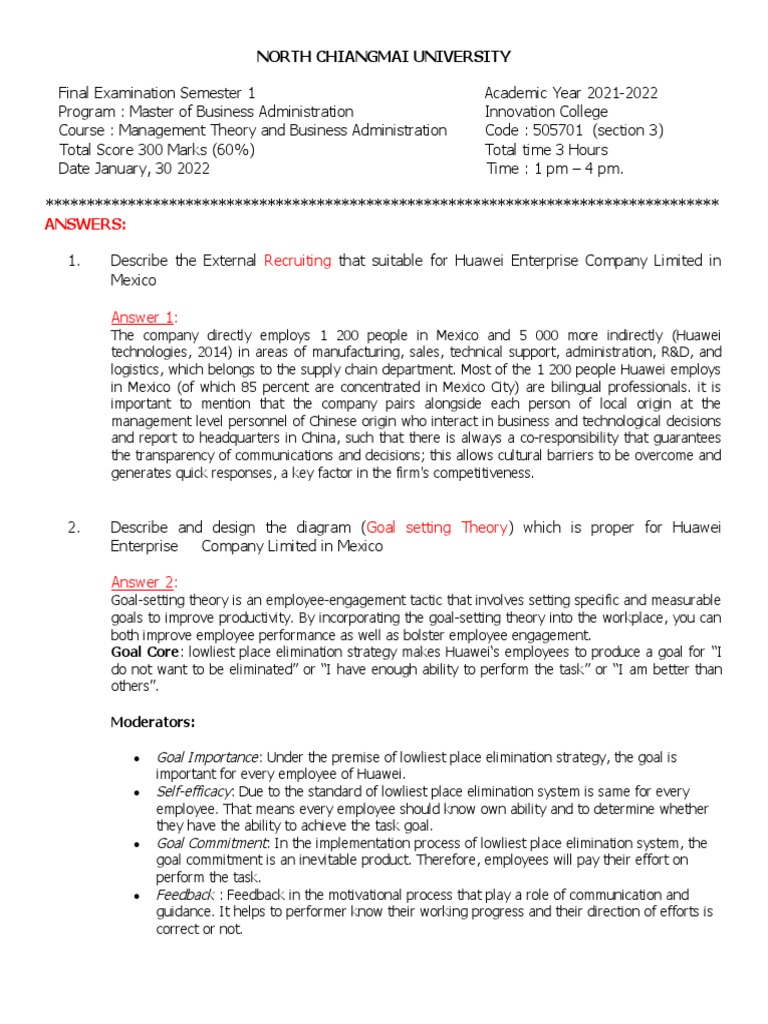 NCU Final Examination Semester ANSWERS | PDF | Computer Network | Goal