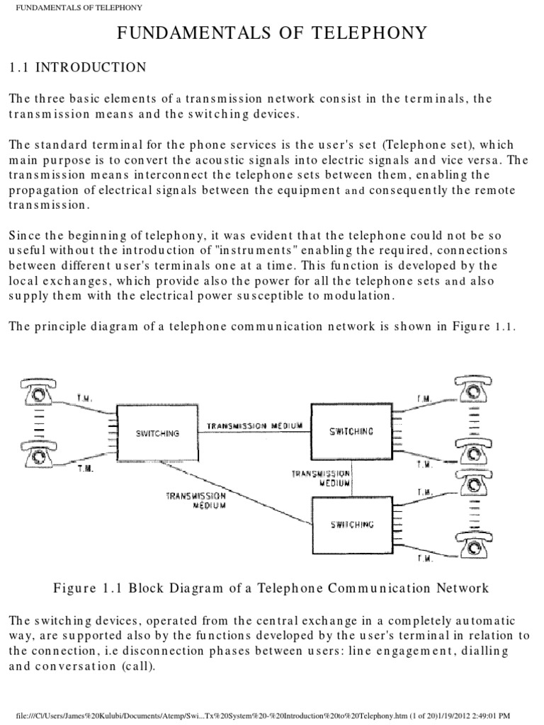 #Fundamentals of Telephony | PDF | Telephone | Telephone Exchange