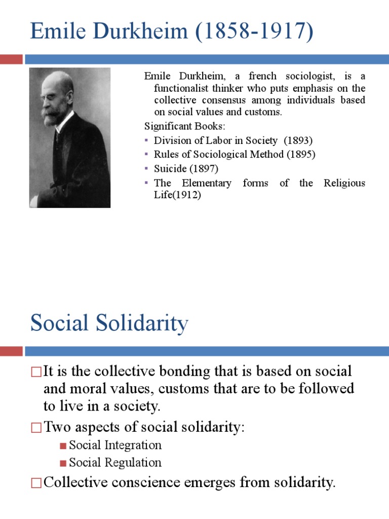 Emile Durkheim's Contributions to Sociology and Social Theory | PDF ...