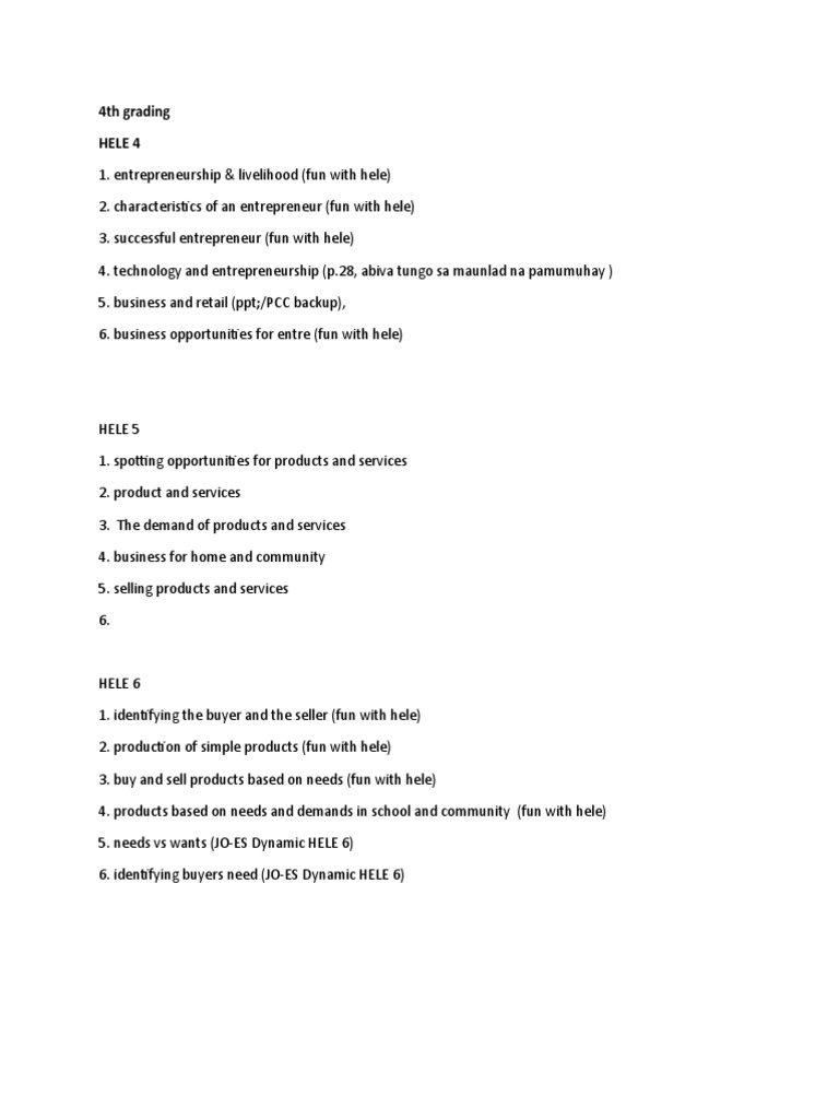 Topic For 4th Grading | PDF | Career & Growth