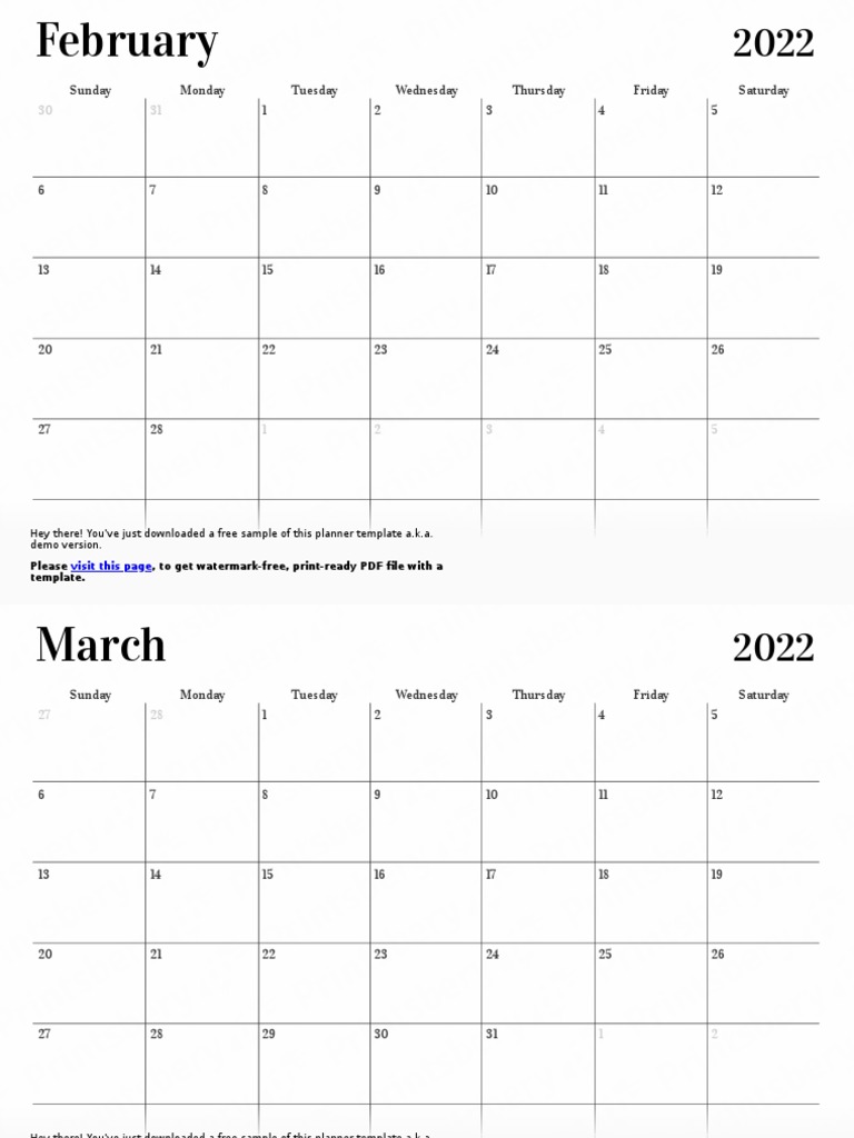 Horizontal Monthly Calendar-A4 H | PDF