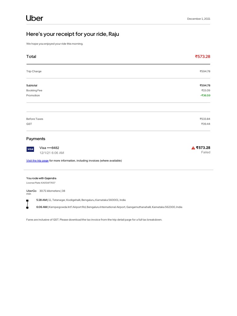 Here's Your Receipt For Your Ride, Raju: Total | PDF