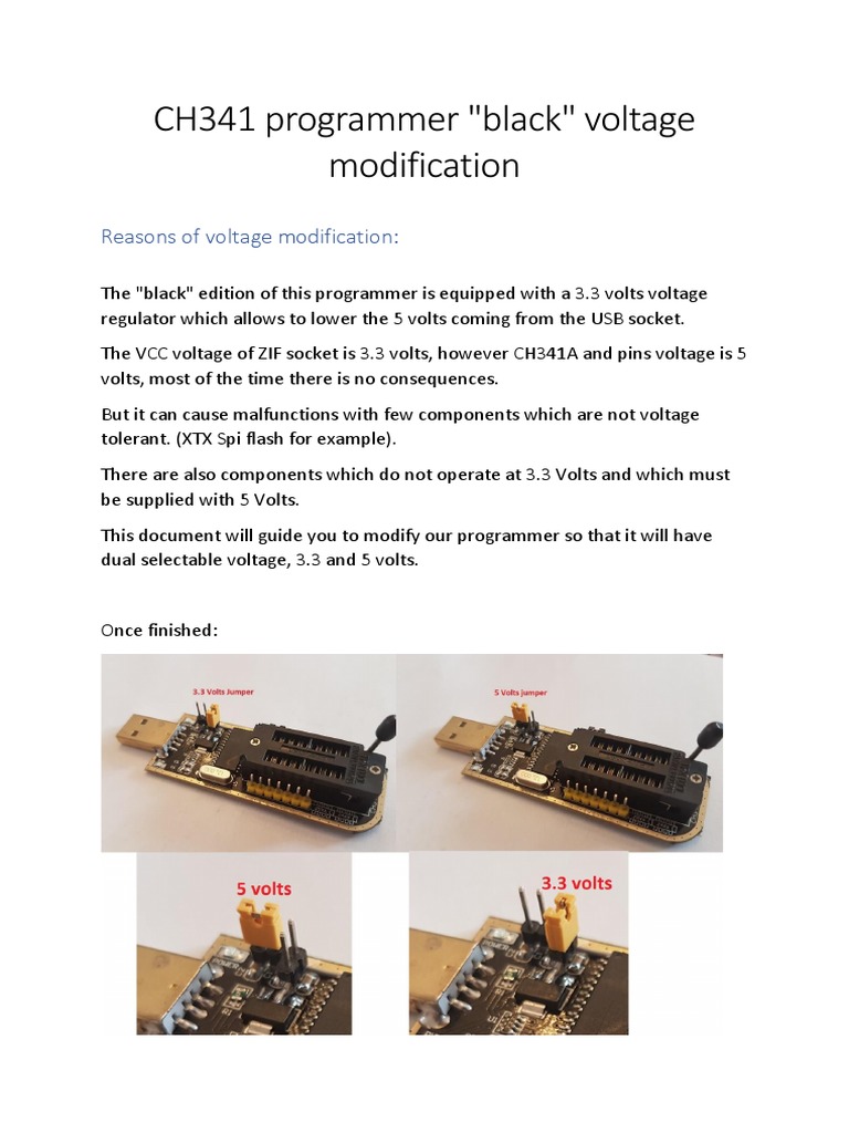 CH341 Programmer "Black" Voltage Modification | PDF