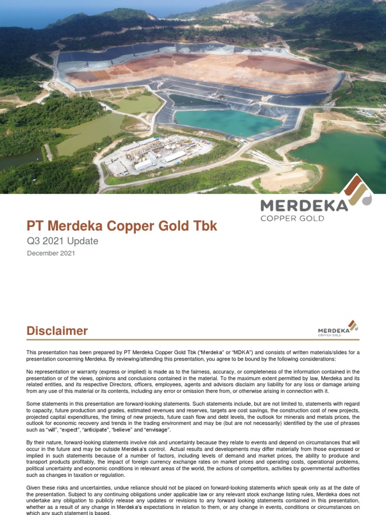 PT Merdeka Copper Gold TBK: Q3 2021 Update | PDF | Mining | Copper