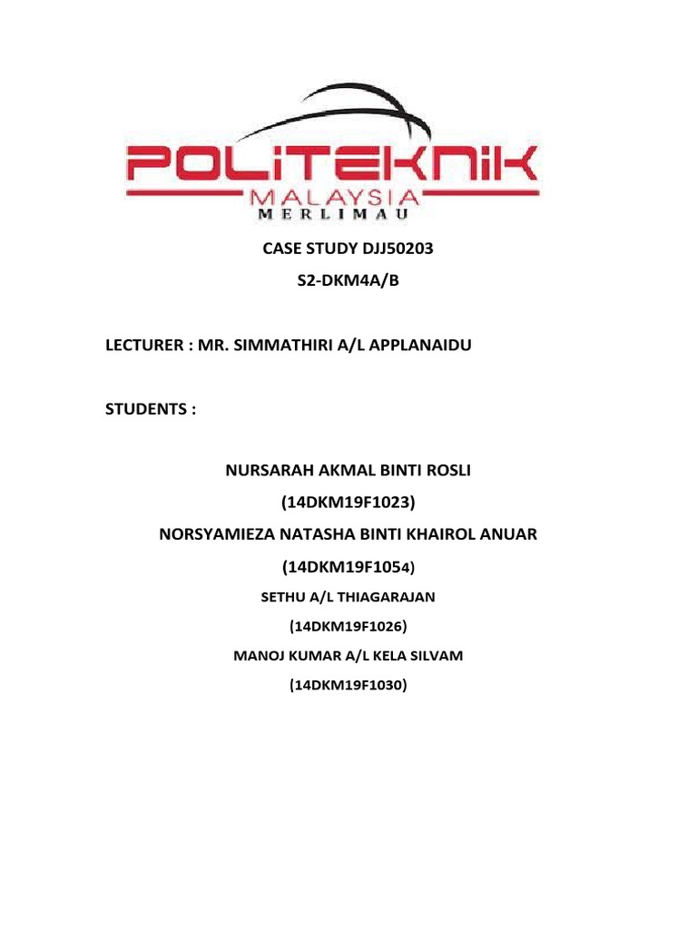 Case Study Djj50203 (GRP Sethu) | PDF | Gear | Transmission (Mechanics)