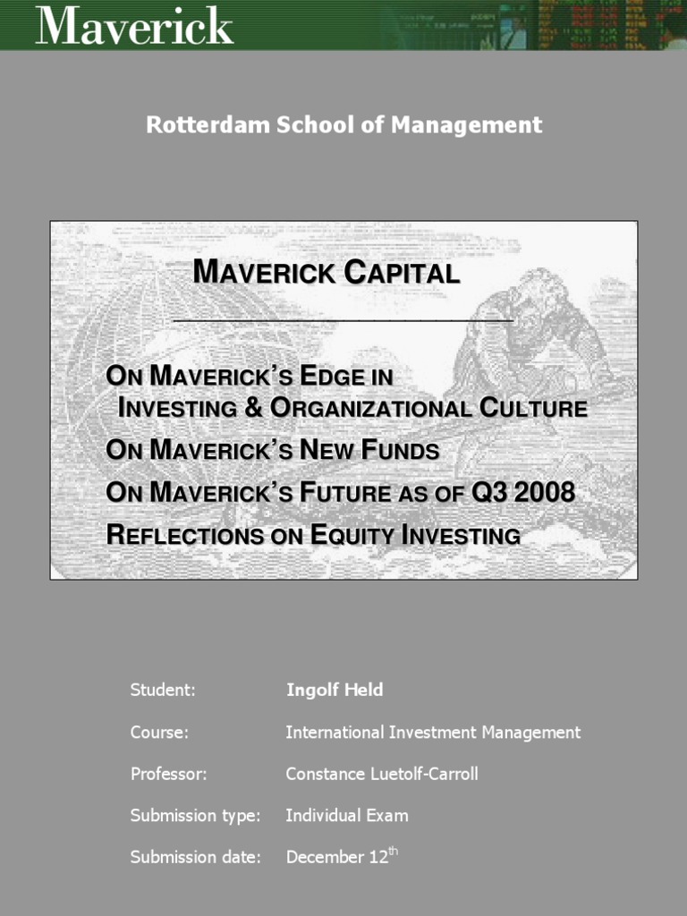 Maverick | PDF | Investor | Hedge Fund