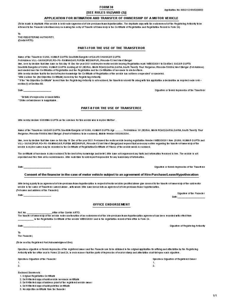 Form 30 | PDF | Government | Civil Law (Common Law)
