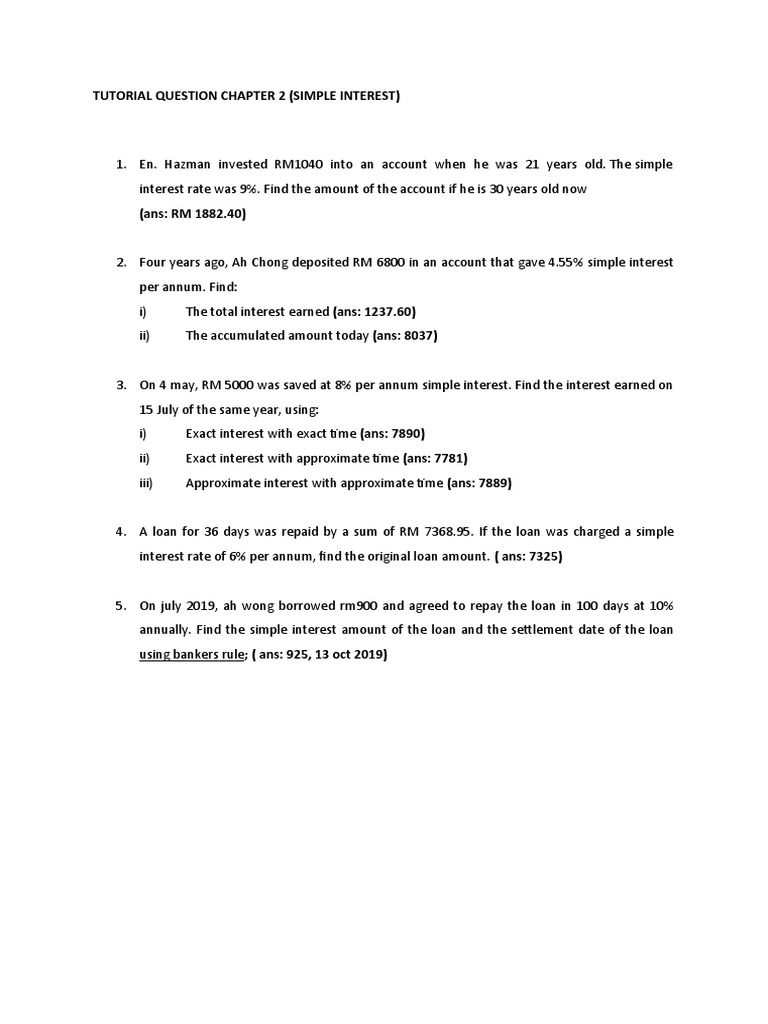 Simple Interest Calculations Tutorial | PDF | Finance & Money Management