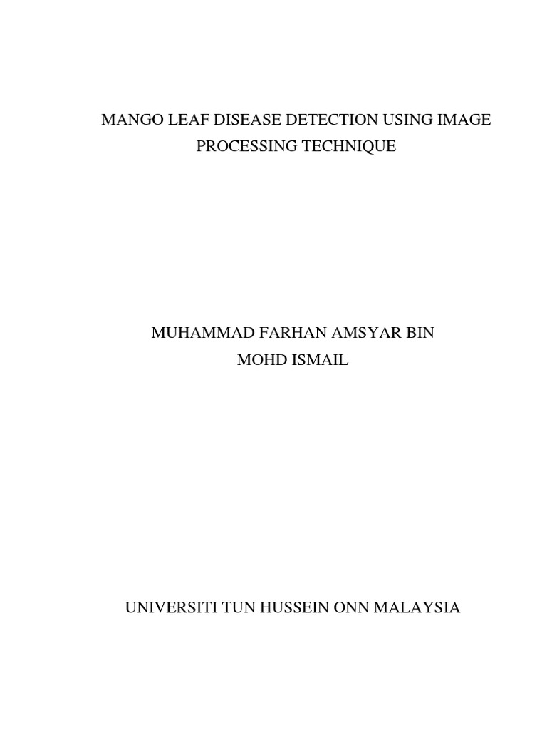 MANGO LEAF DISEASE DETECTION USING IMAGE PROCESSING TECHNIQUE ...