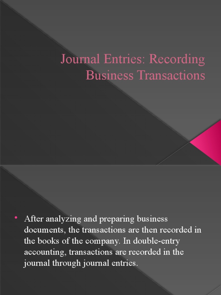 Journal Entries: Recording Business Transactions | PDF | Debits And ...