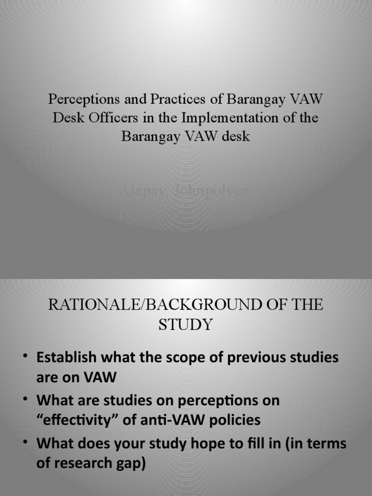 Perceptions and Practices of Barangay VAW Desk Officers in The ...