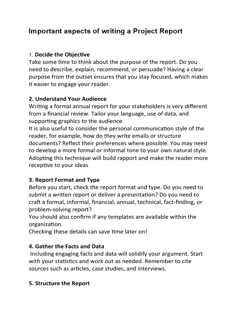 Important Aspects of Writing A Project Report | PDF | Statistics ...