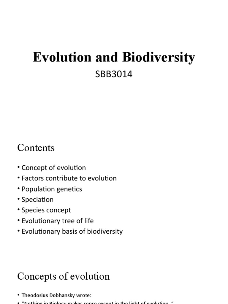 Understanding Evolution and Biodiversity | PDF