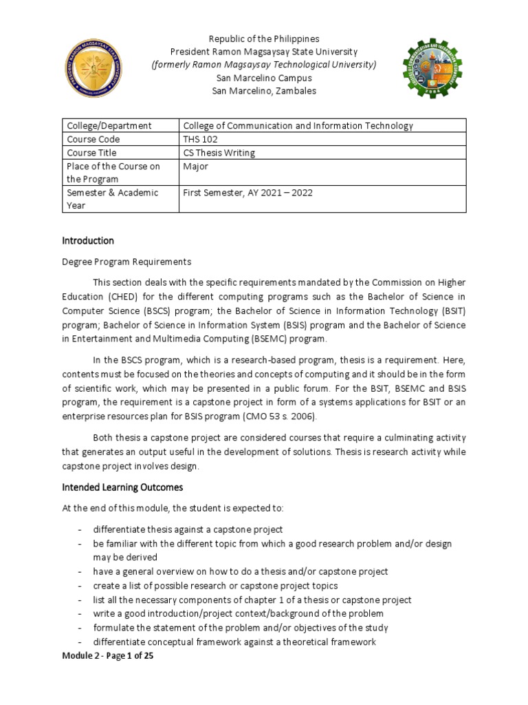 Thesis vs. Capstone Project Guide | PDF | Intelligence (AI) & Semantics ...