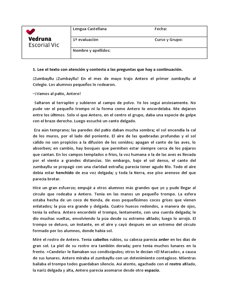 Examen Tema 1. Sinónimos, Antónimos y Sustantivo | PDF