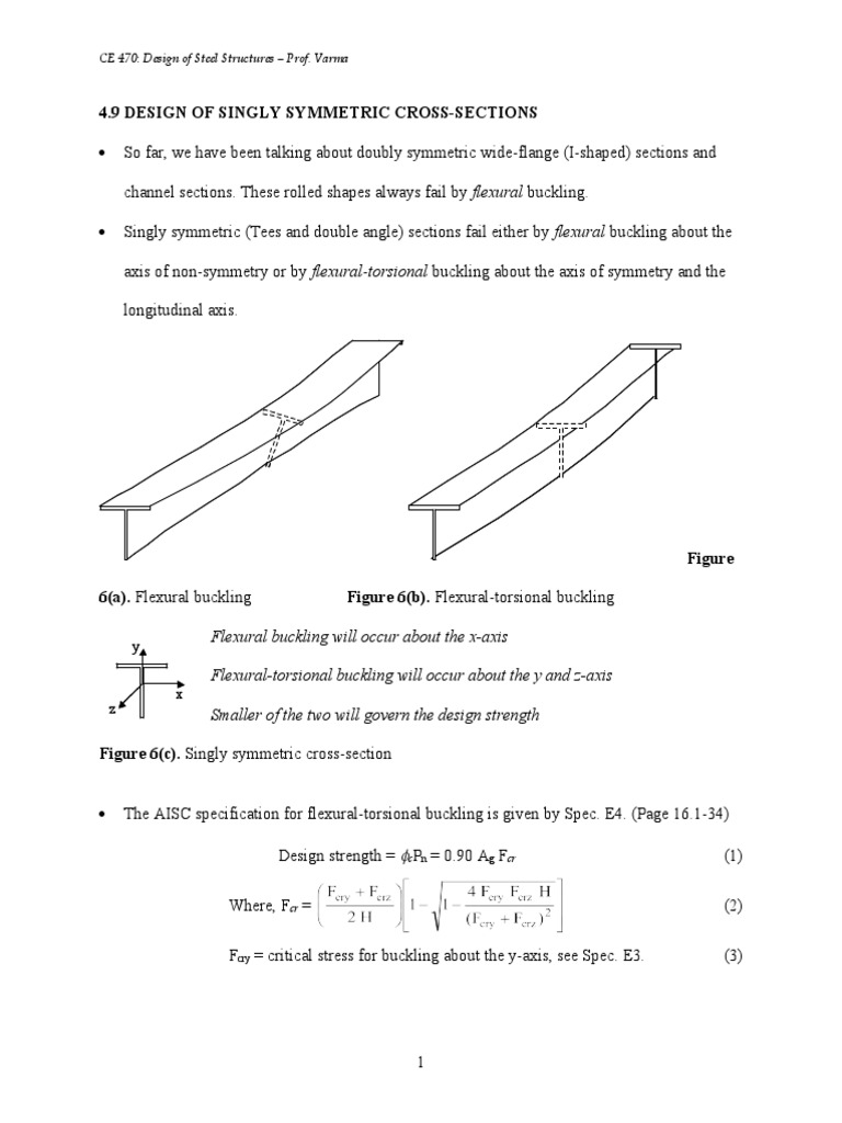 4.9 Design of Singly Symmetric Cross-Sections | PDF | Buckling ...