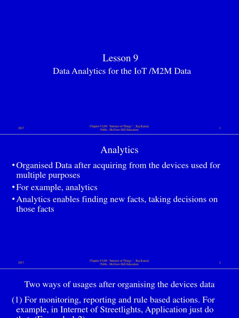 Data Analytics For The Iot M2m Data Lesson 9 Pdf Internet Of