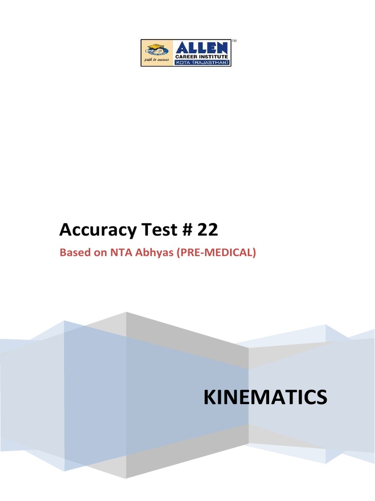 Accuracy Test # 22: Kinematics | PDF | Acceleration | Kinematics