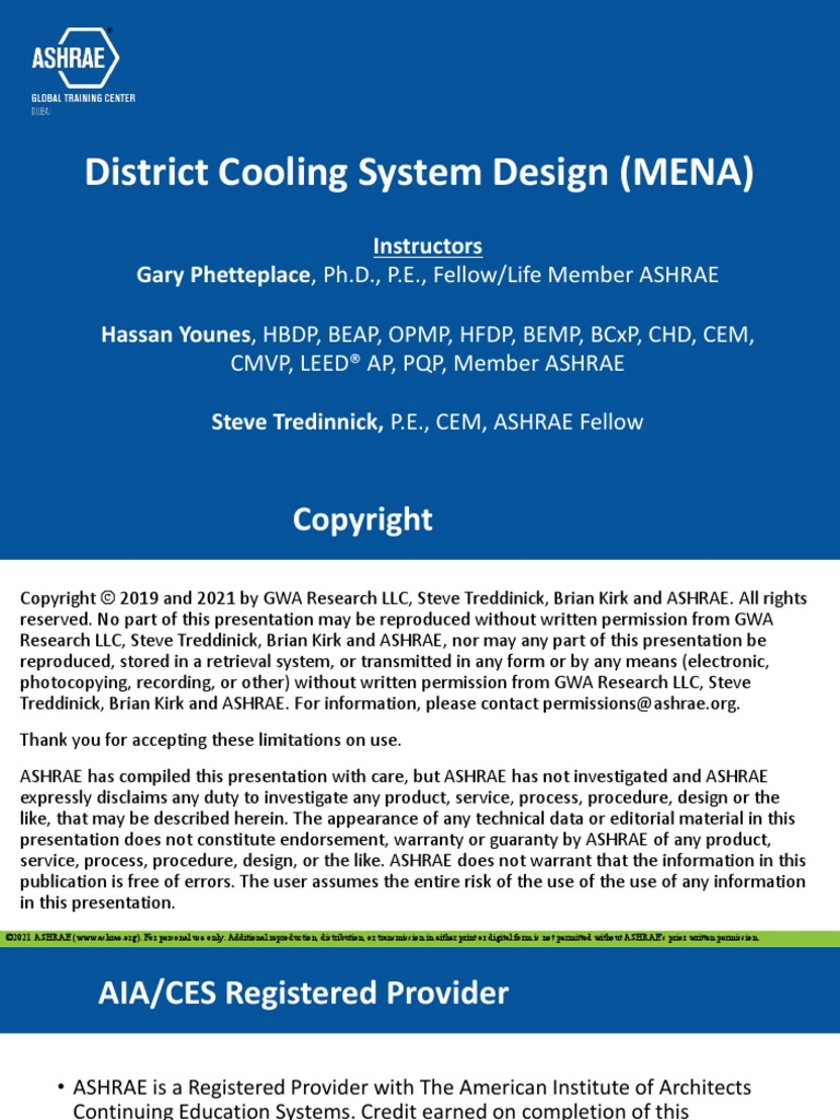 Final - District Cooling System Design MENA - July2021 | PDF | Pump | Gases
