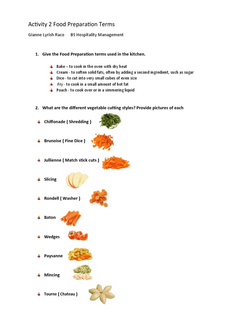 Activity 2 Food Preparation Terms | PDF | Technology & Engineering