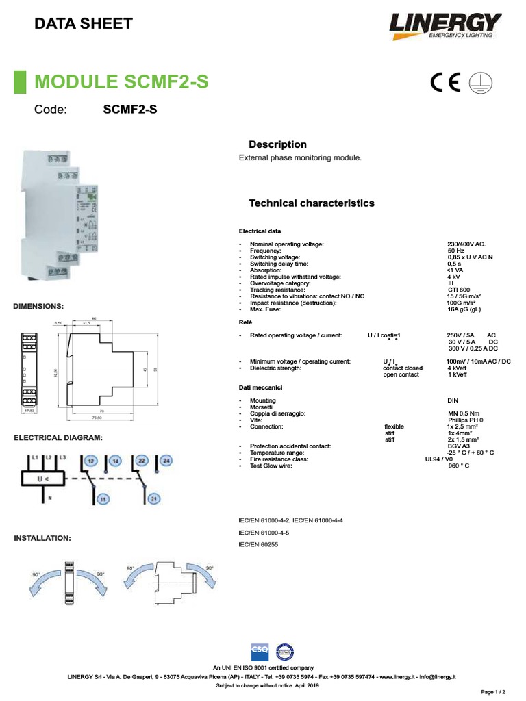 Module Scmf2-S: Data Sheet | PDF | Alternating Current | Relay