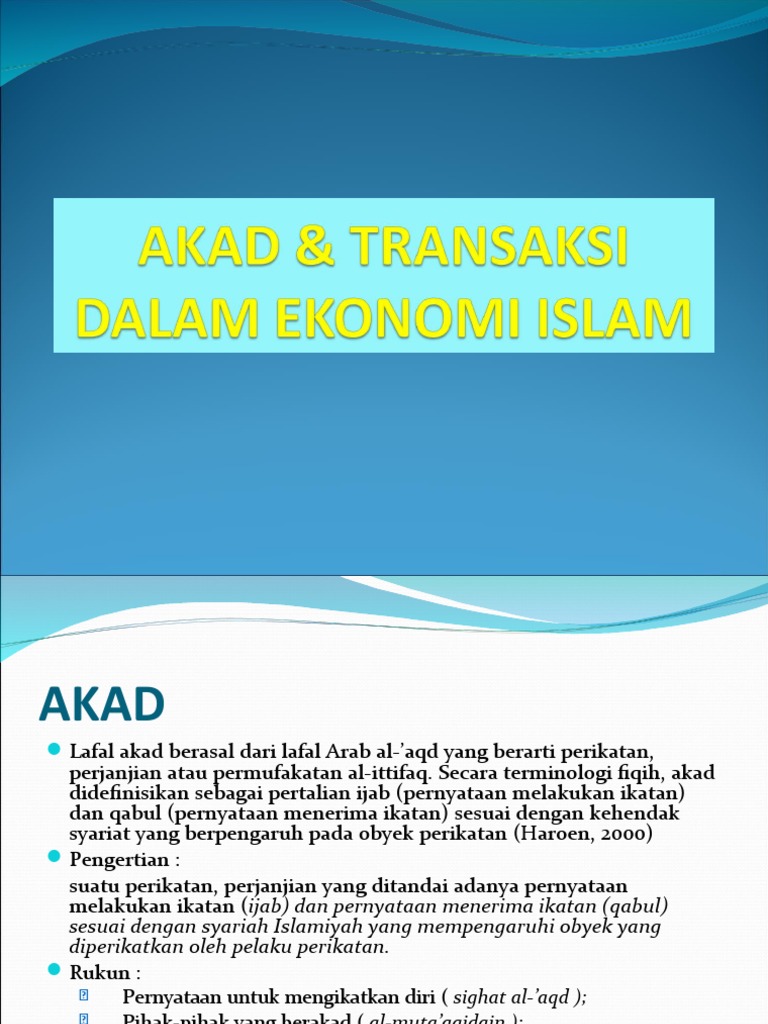 Jenis-Jenis Akad Dalam Bisnis Islam | PDF