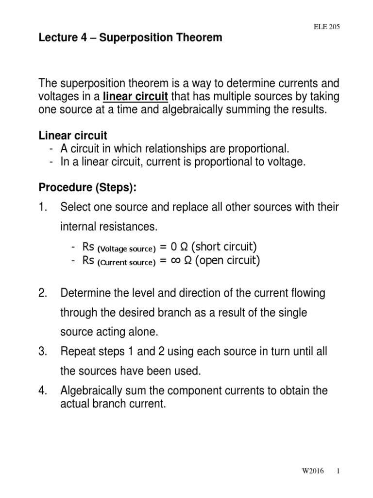 205 Unit 1 L04 Superposition Theorem | PDF | Electrical Network | Electronic Engineering