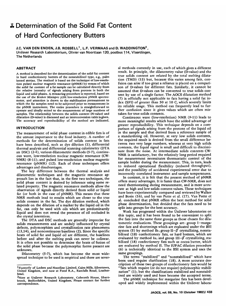 Determination of The Solid Fat Content | PDF | Nuclear Magnetic ...