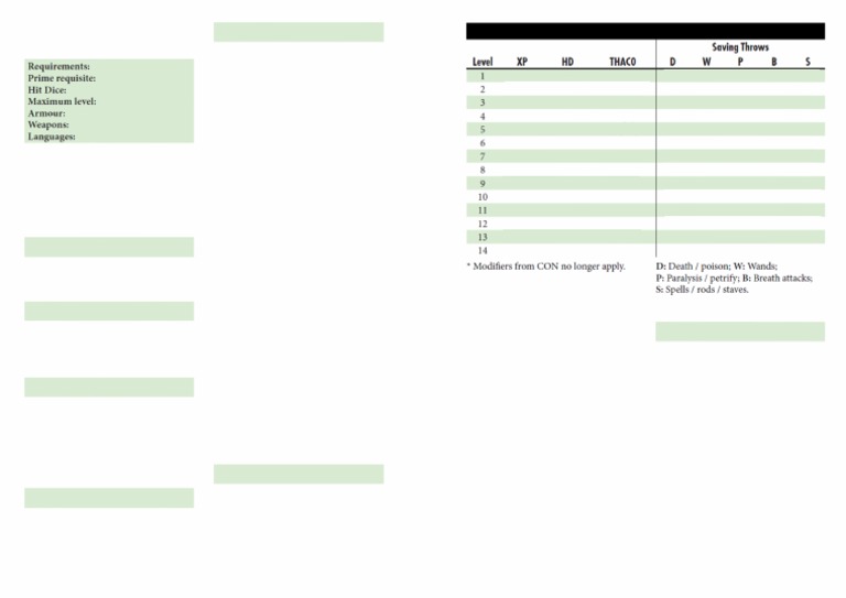 Ose Class Sheet | PDF