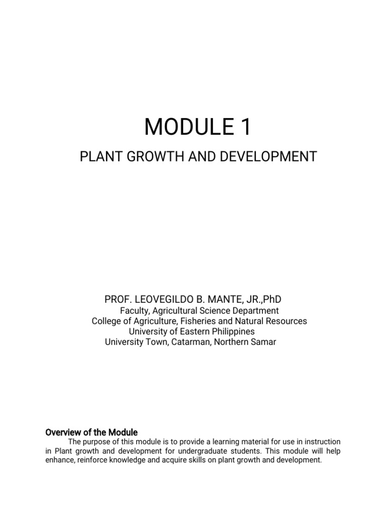 Module 1 Plant Growth and Development | PDF | Plants | Botany