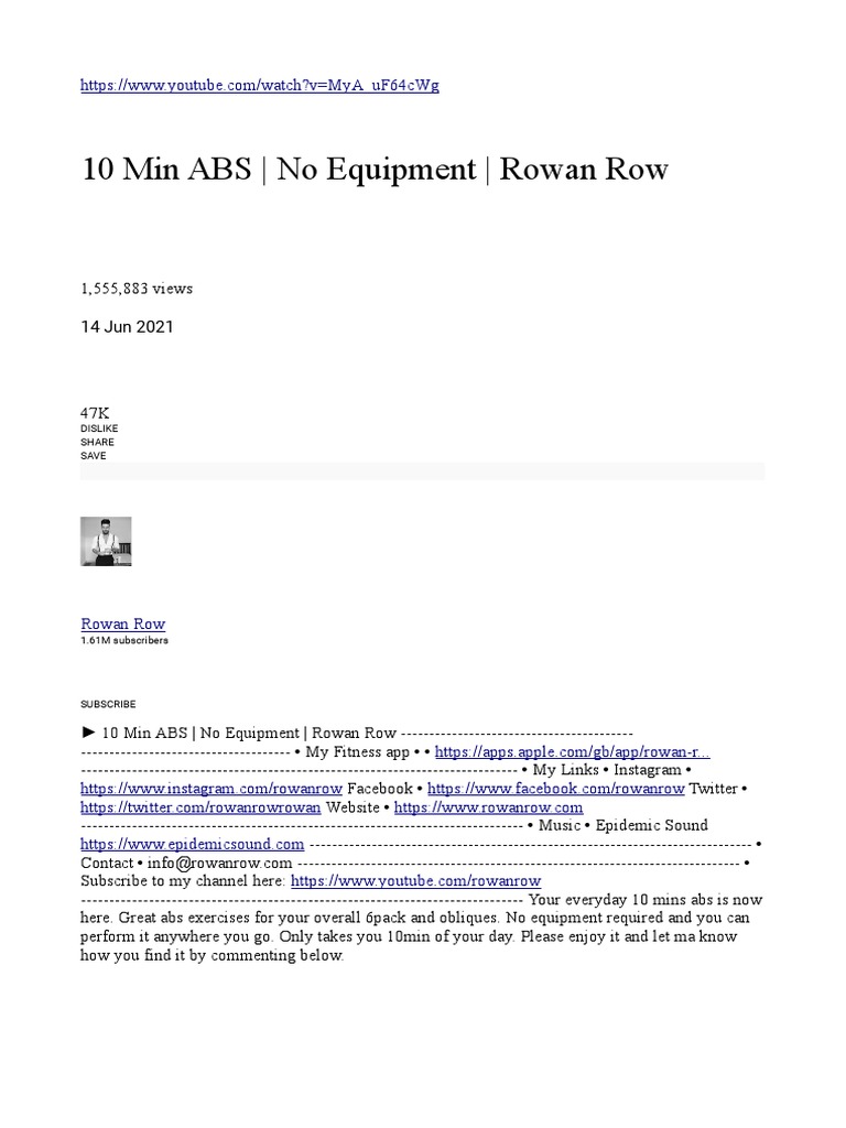 10-Minute Abs Workout by Rowan Row | PDF