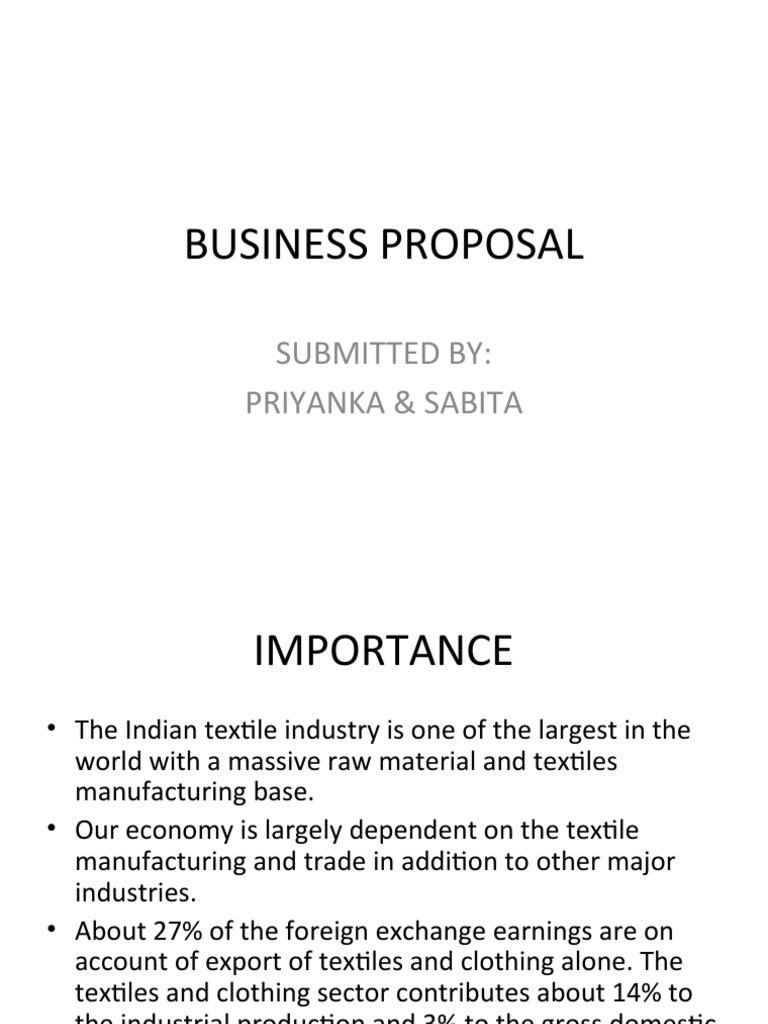 Business Proposal | PDF | Textiles | Textile Manufacturing