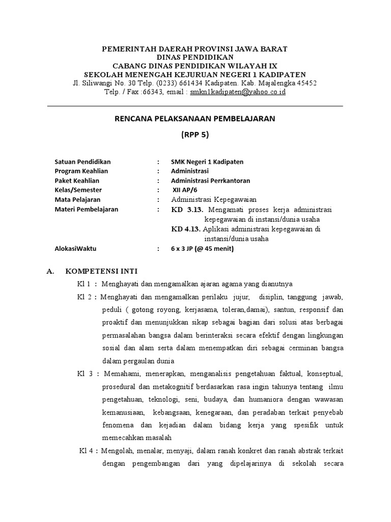 RPP 3.13 ADM PEG Kls Xii | PDF