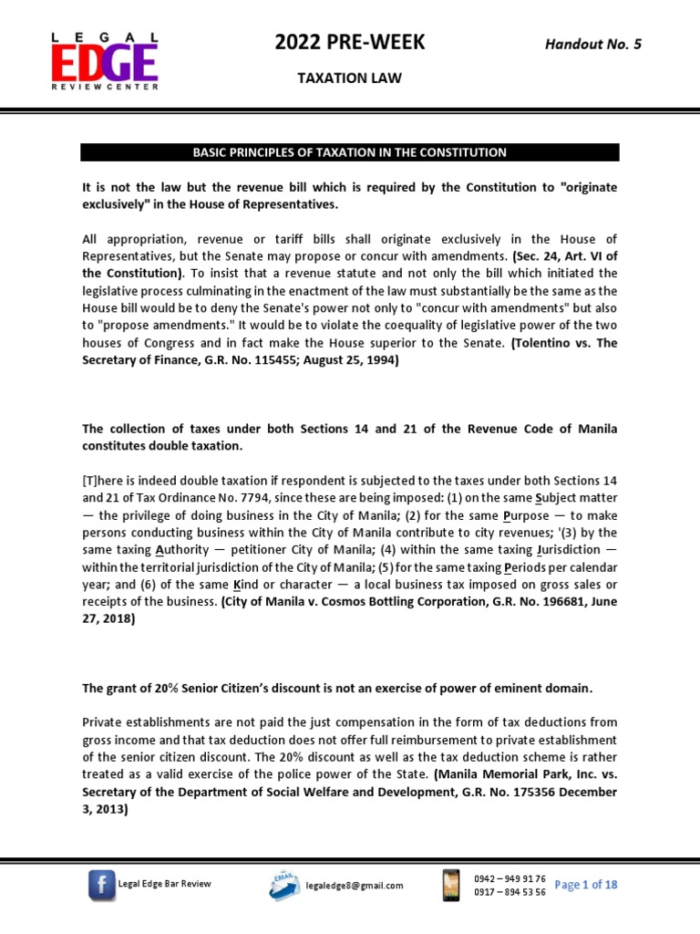 2021 Pre-Week - HO 5 - Taxation Law | PDF | Taxes | Value Added Tax