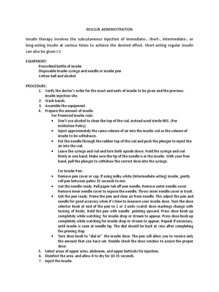 Insulin Administration Techniques Guide | PDF | Syringe | Injection ...