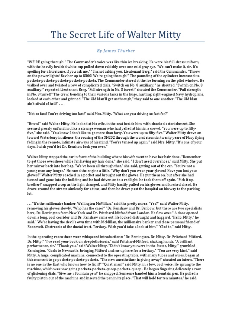 The Secret Life of Walter Mitty - James Thurber | PDF