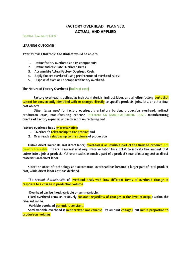 Understanding Factory Overhead: Calculating Rates, Accumulating Costs ...