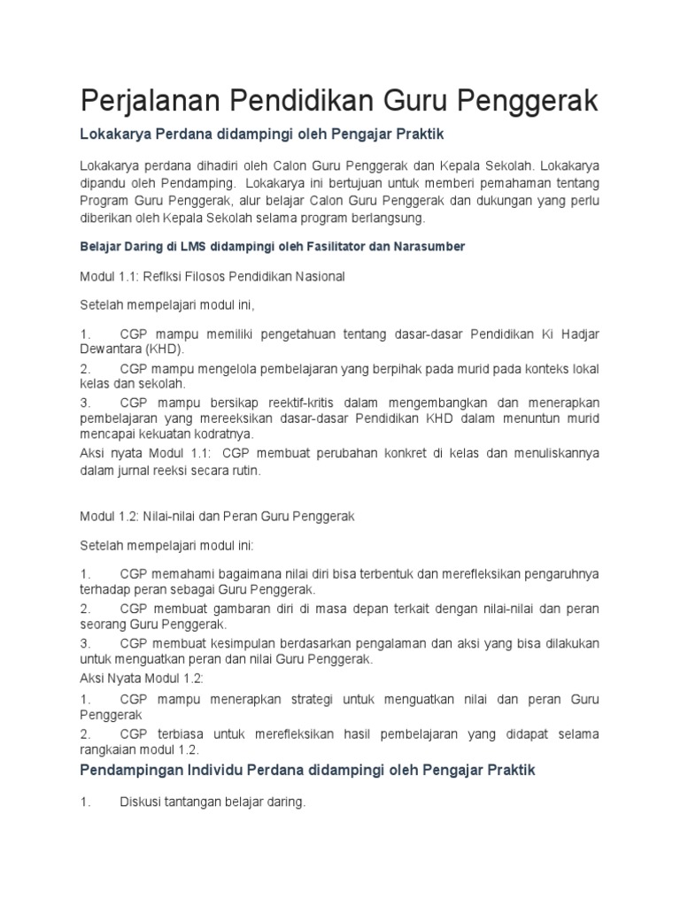 Perjalanan Pendidikan Guru Penggerak | PDF