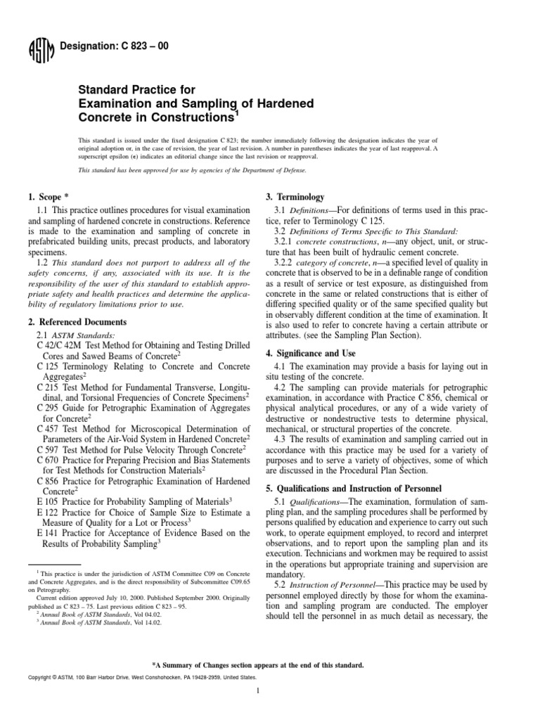 Astm C 823 Sampling | PDF | Concrete | Sampling (Statistics)