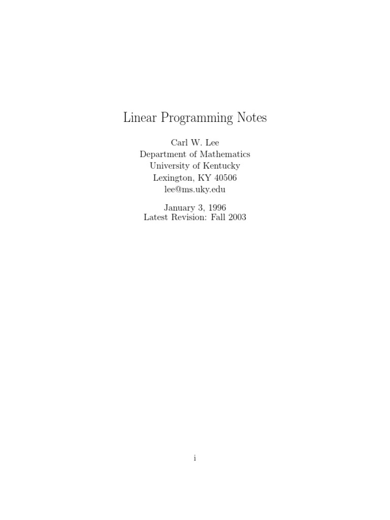 Linear Programming Notes | PDF | Linear Programming | Determinant Linear Programming Notes | PDF | Linear Programming | Determinant