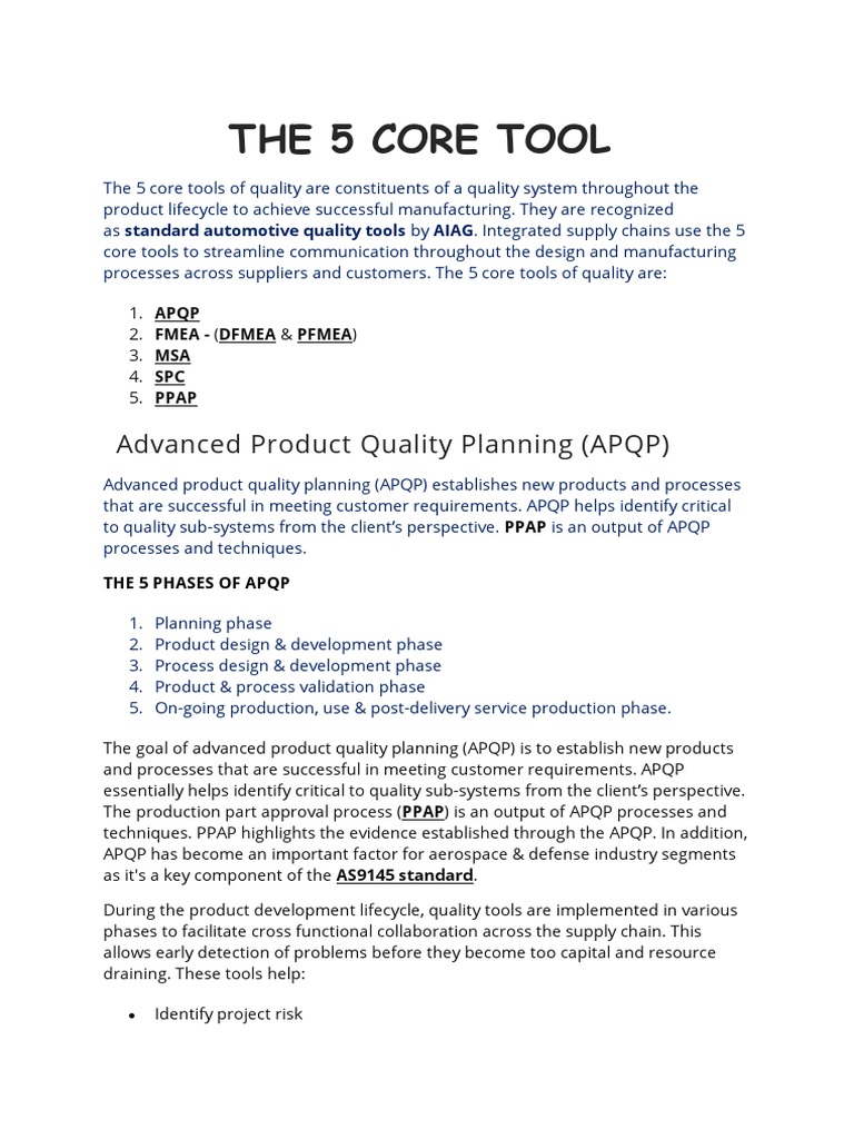 Navigating Quality Standards: An In-Depth Guide to the 5 Core Tools of ...
