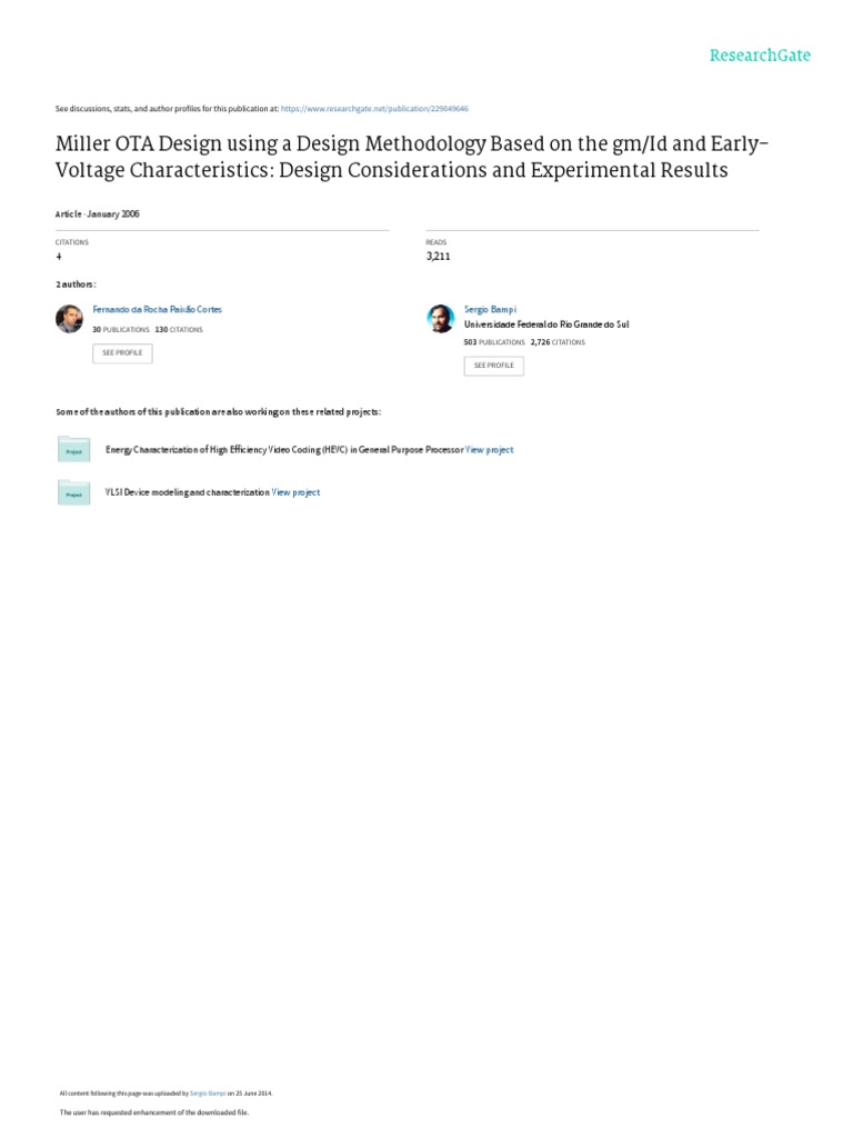Miller OTA Design Using A Design Methodology Based | PDF | Amplifier ...