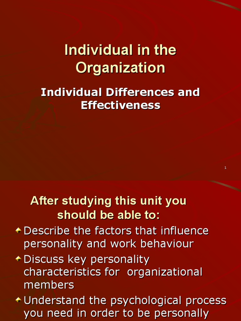 Individual in The Organization | PDF | Id | Personality Type