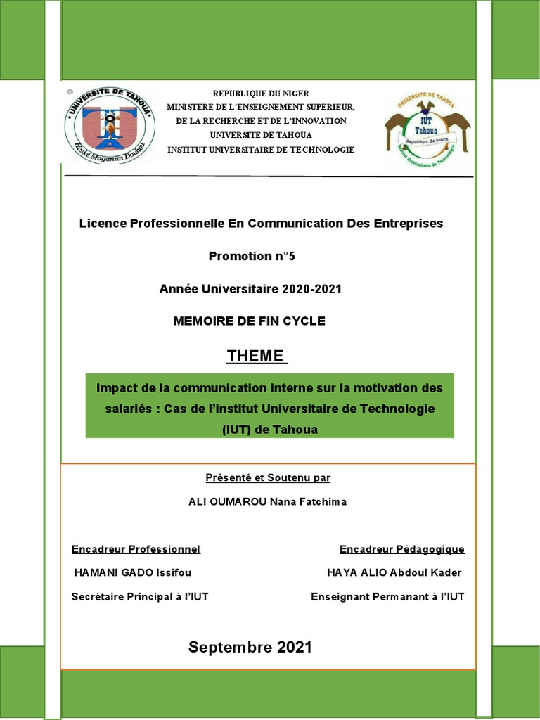 Memoire Nana Fatchima | PDF | la communication | Business