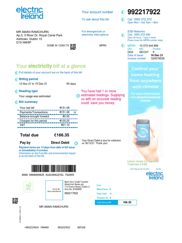Electricity: Your Bill at A Glance | PDF | Payments | Money